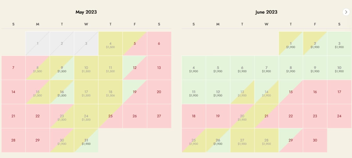 Calendar Legend - Red Cottage